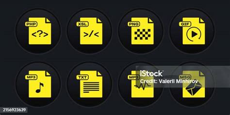 Set Mp3 File Document  Txt Png Xsl Msg And Php Icon Vector Stock