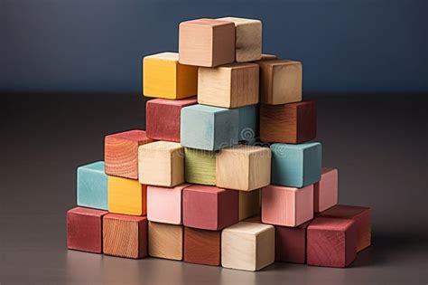 Stacked Multi Colored Wooden Blocks Illustrating The Concept Of