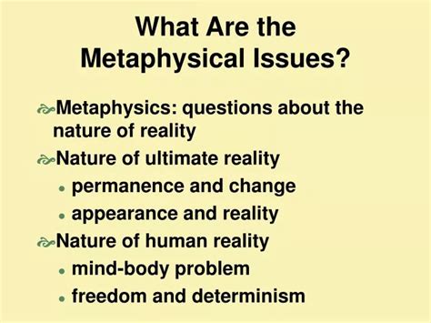 Ppt What Are The Metaphysical Issues Powerpoint Presentation Free