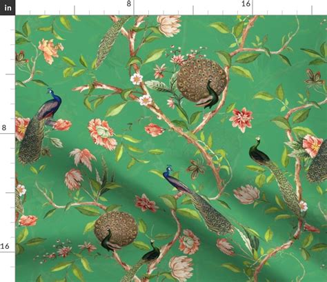 Antique Rococo Chinoiserie Flower Trees Fabric Spoonflower