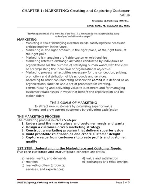 Chapter 1 Marketing Creating And Capturing Customer Value Download