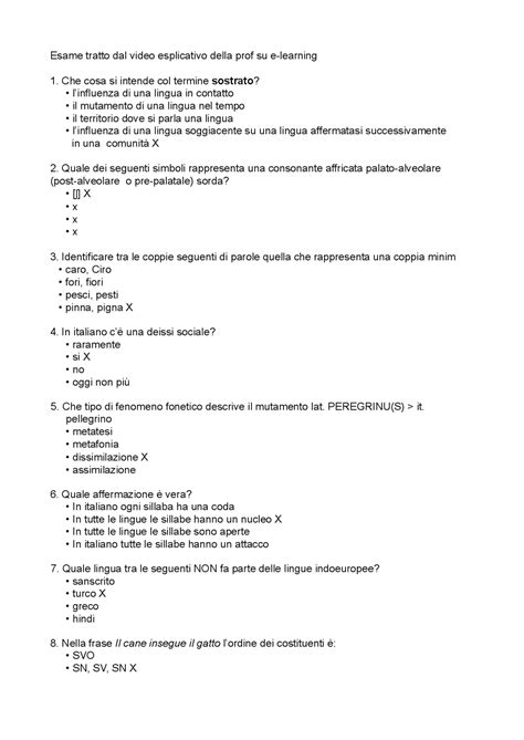 Domande Esame Linguistica Generale Docsity