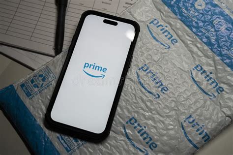 Amazon Prime Video Streaming App On Smartphone On Iphone 14 Pro Screen Top View Office