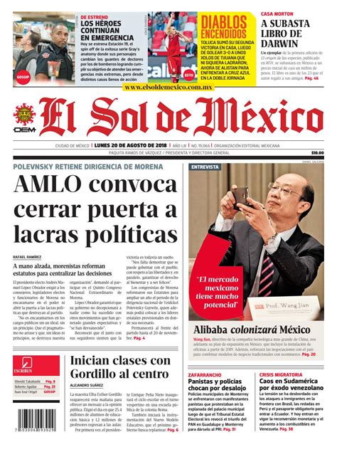 El Sol De México Pdf 20 De Agosto 2018 By El Sol De México Issuu