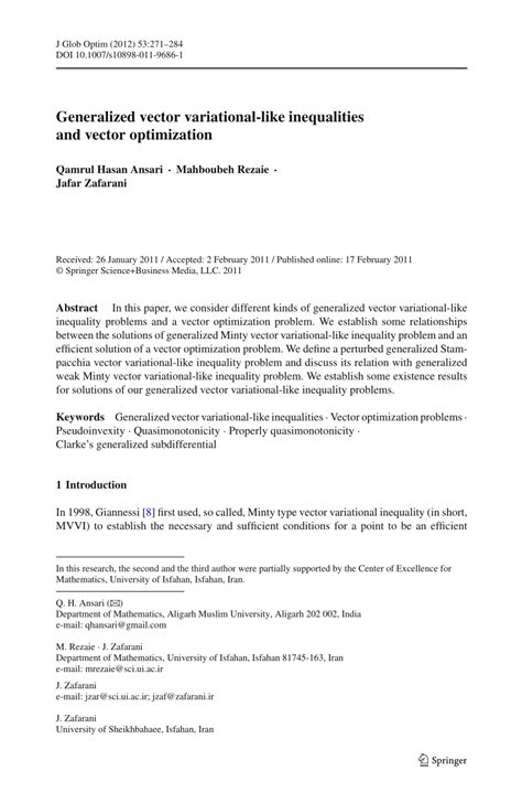 PDF Generalized Vector Variational Like Inequalities And Vector
