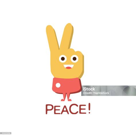 평화 제스처 단어 및 해당 일러스트 만화 캐릭터 Emoji 텍스트를 보여주는 눈 낱말에 대한 스톡 벡터 아트 및 기타 이미지 낱말 눈 신체 부분 라벨 Istock