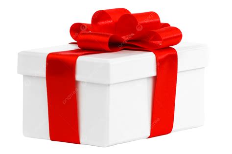White Gift Box With Red Ribbon Studio White Xmas Wedding PNG