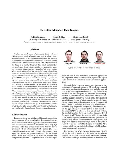 Detecting Morphed Face Images Pdf Pdf Biometrics Support Vector Machine