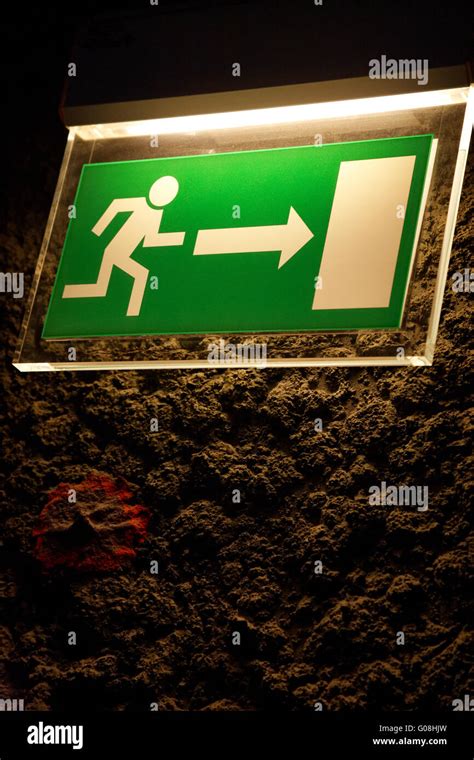 Lighted Emergency Exit Sign Stock Photo Alamy