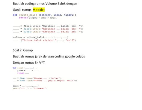 Buatlah Coding Rumus Volume Balok Dengan Pdf