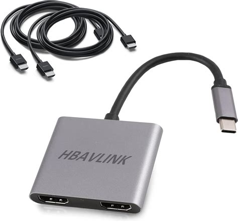 Usb C To Dual Hdmi Adapter For Dual Monitor【w 2pack Hdmi Cable