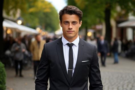 Premium Ai Image Portrait Of A Businessman In A Suit Walking Down The