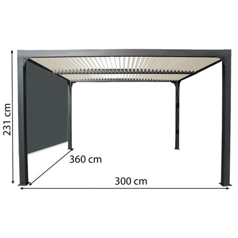 Pergola Bioclimatique Aluminium Anthracite 10 80m2 Avec Rideau Habrita