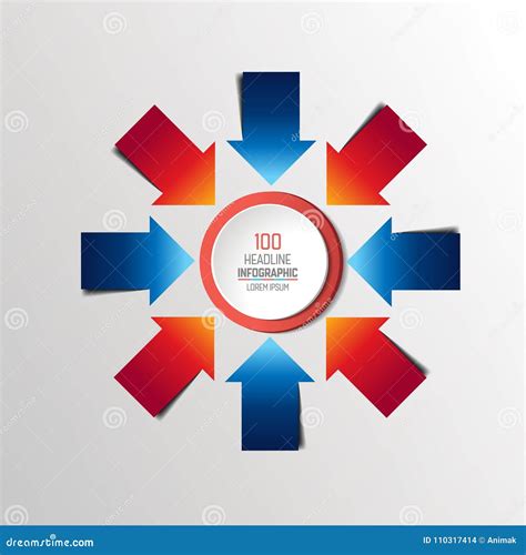 Eight Arrows Merging Into One Point Infographics Chart Scheme Stock