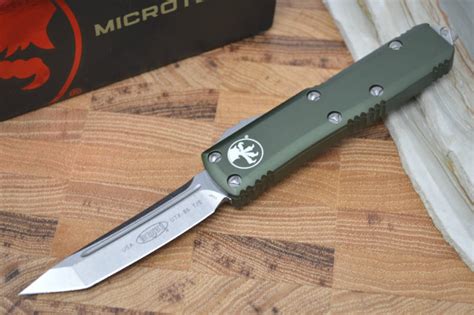 Microtech Utx 85 Otf Single Edge Tanto Stonewash Blade Od Green