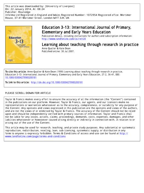 Pdf Learning About Teaching Through Research In Practice