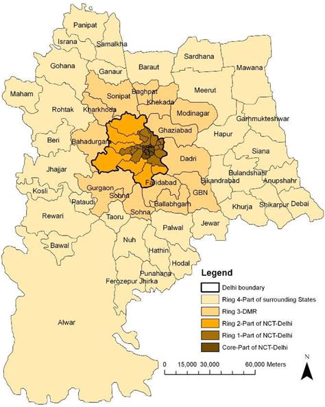 Left 1 Map Of NCR Of Delhi With Core And Ring Division Right 2