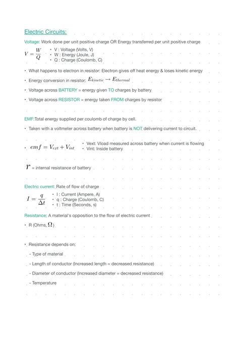 Grade 12 IEB Physical Science Physics Electric Circuits Section E Summary Notes Physical