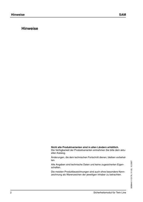 Produkthandbuch Twinline Sam Sicherheitsmodul Berger