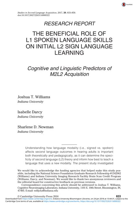 Pdf The Beneficial Role Of L1 Spoken Language Skills On Initial L2