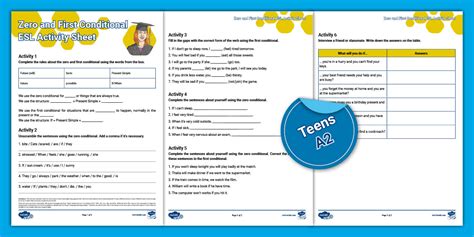 Esl Zero And First Conditional Activity Sheet For Teens