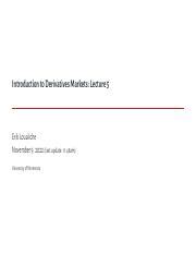 Lecture5 Pdf Introduction To Derivatives Markets Lecture 5 Erik