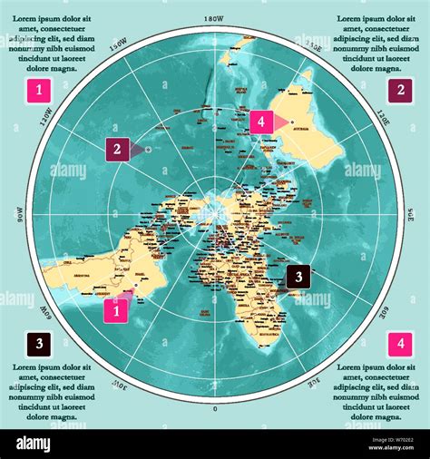 World Map In Polar Projection Stock Vector Image And Art Alamy
