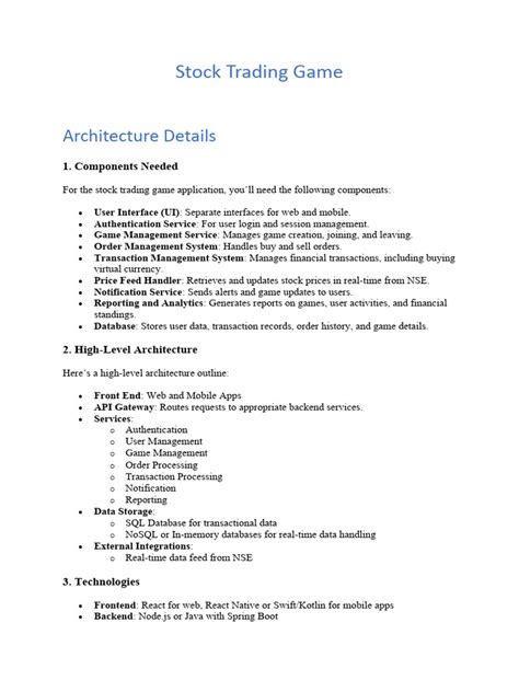 stock trading game system design pdf databases no sql