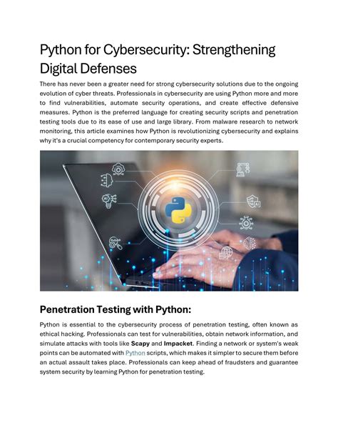 Ppt Python For Cybersecurity Strengthening Digital Defenses