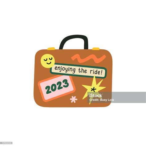 2023 년 손 그리기 레터링을 즐기며 라이딩을 즐기고 있습니다 2023 년 여행 및 여행 가방에 대한 스톡 벡터 아트 및 기타