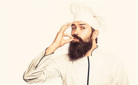 Cocineros Barbudos Perfectos Hombre Chef Profesional Que Muestra El