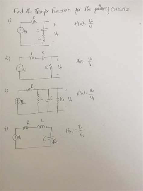 solved find the transfer function for the following