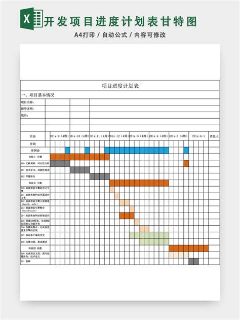 项目进度计划表模板EXCEL表甘特图 人人办公