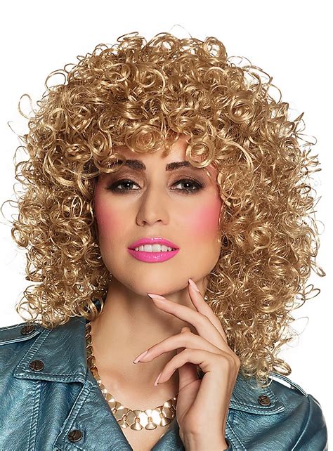 Peluca Rubia Larga Con Permanente