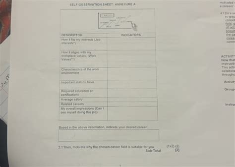 Self Observation Sheet Anne Xure A Motivated Studyx