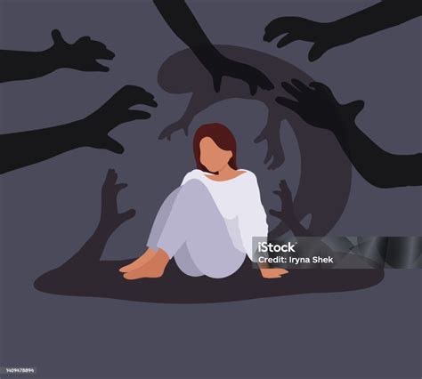 공황 발작이있는 여성 Ptsd 공포증 두려움 편집증 전쟁 신경증에 대한 스톡 벡터 아트 및 기타 이미지 전쟁 신경증 정신