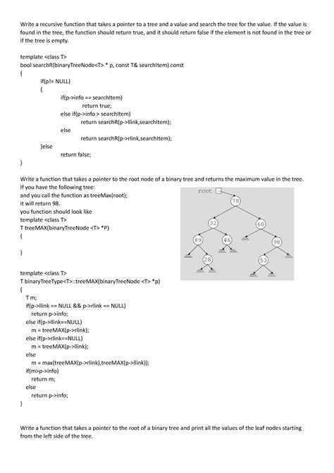 Tree Practice Questions Write A Recursive Function That Takes A