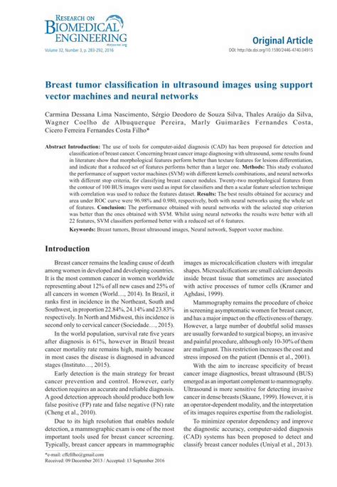 Pdf Breast Tumor Classification In Ultrasound Images Using €¦ · Whilst Using Neural