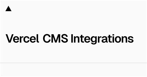 Vercel Cms Integrations