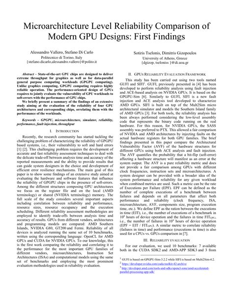 pdf microarchitecture level reliability comparison of modern gpu designs first findings