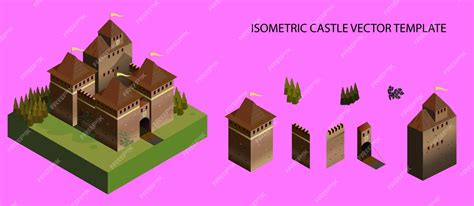 Premium Vector Isometric 3d Medieval Catle Set Vector