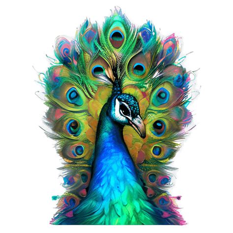 Colorful Alcohol Ink Peacock Full Feathers Complete Body · Creative Fabrica