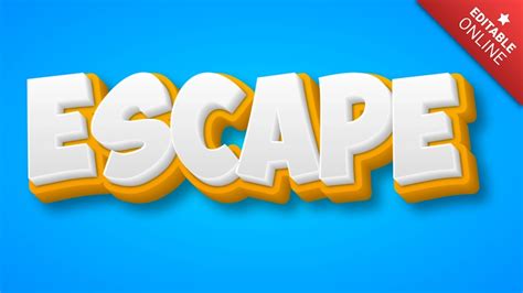 Escape Yellow White 3d Text Effect Generator