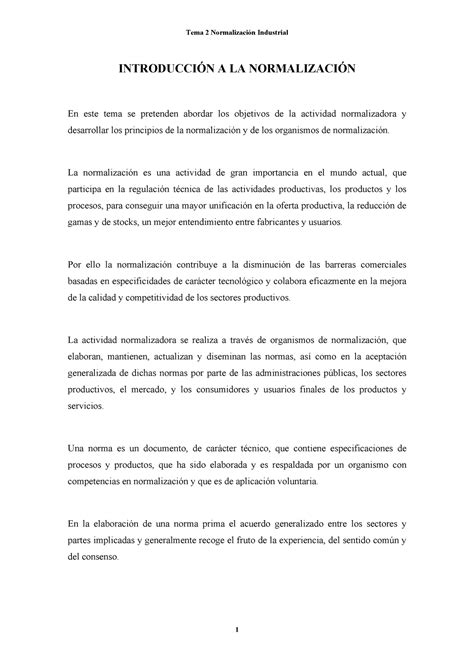 Tema 2 Normalización Industrial INTRODUCCIÓN A LA NORMALIZACIÓN En