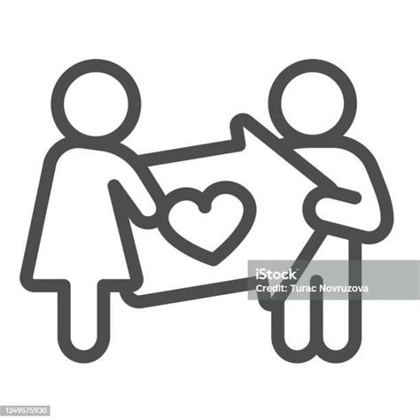 남자와 하트 라인 아이콘 데이트 개념 흰색 배경에 사랑 관계 벡터 기호 모바일 개념 및 웹 디자인에 대한 개요 스타일 아이콘과 포인터와 여자 벡터 그래픽 10에 대한 스톡