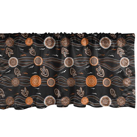 Aboriginal Window Valance Abstract Rounded Shapes Dotted Wavy Lines