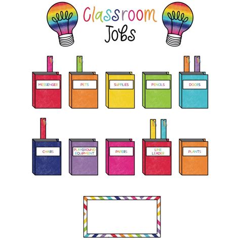 Classroom Jobs Bulletin Board Set Rainbow Classroom Decor