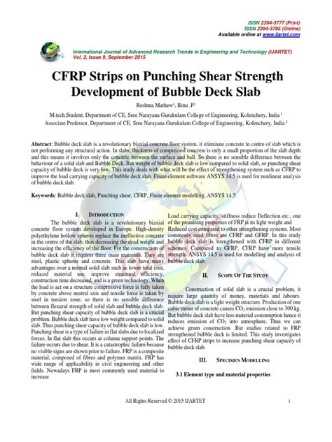 Pdf Cfrp Strips On Punching Shear Strength Development Of Bubble Deck