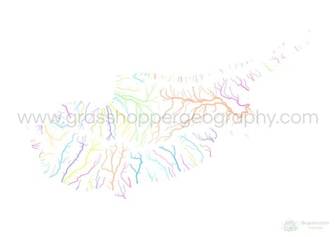 Cyprus River Basin Map Pastel On White Fine Art Print
