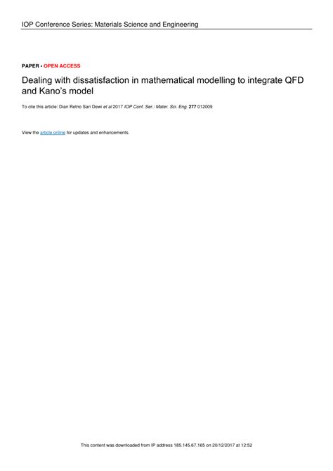 Pdf Dealing With Dissatisfaction In Mathematical Modelling To Integrate Qfd And Kanos Model